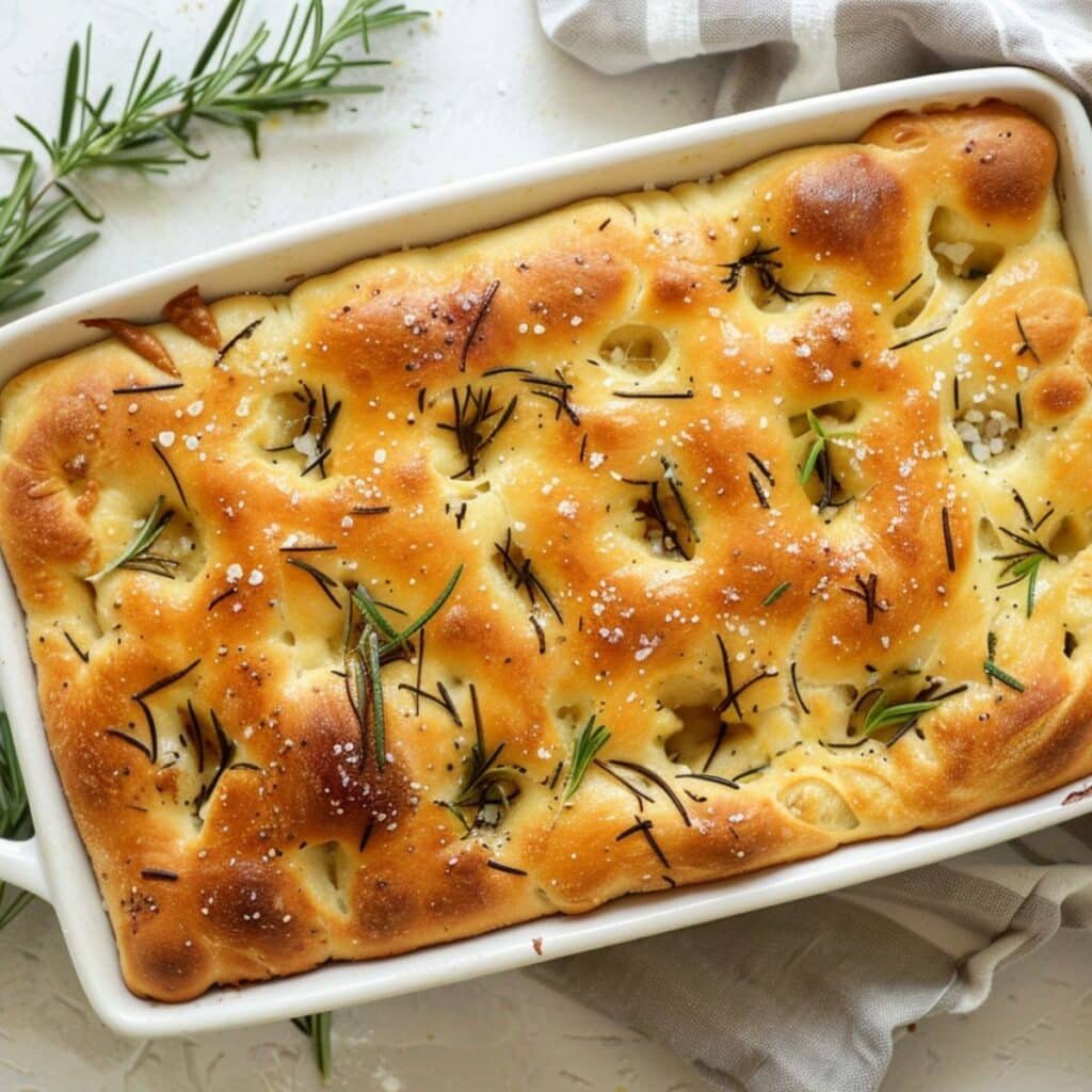5-Ingredient Easy Overnight Sourdough Focaccia Bread Recipe
